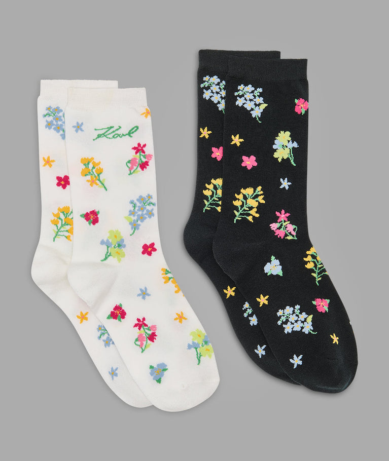 2 Pack All Over Floral Crew Sock Set | Karl Lagerfeld Paris