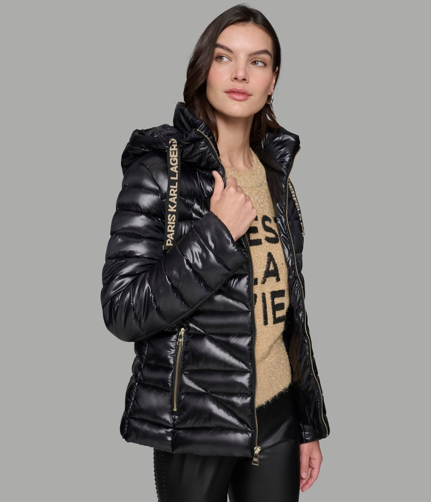 Short Puffer Jacket With Logo | Outerwear | Karl Lagerfeld Paris