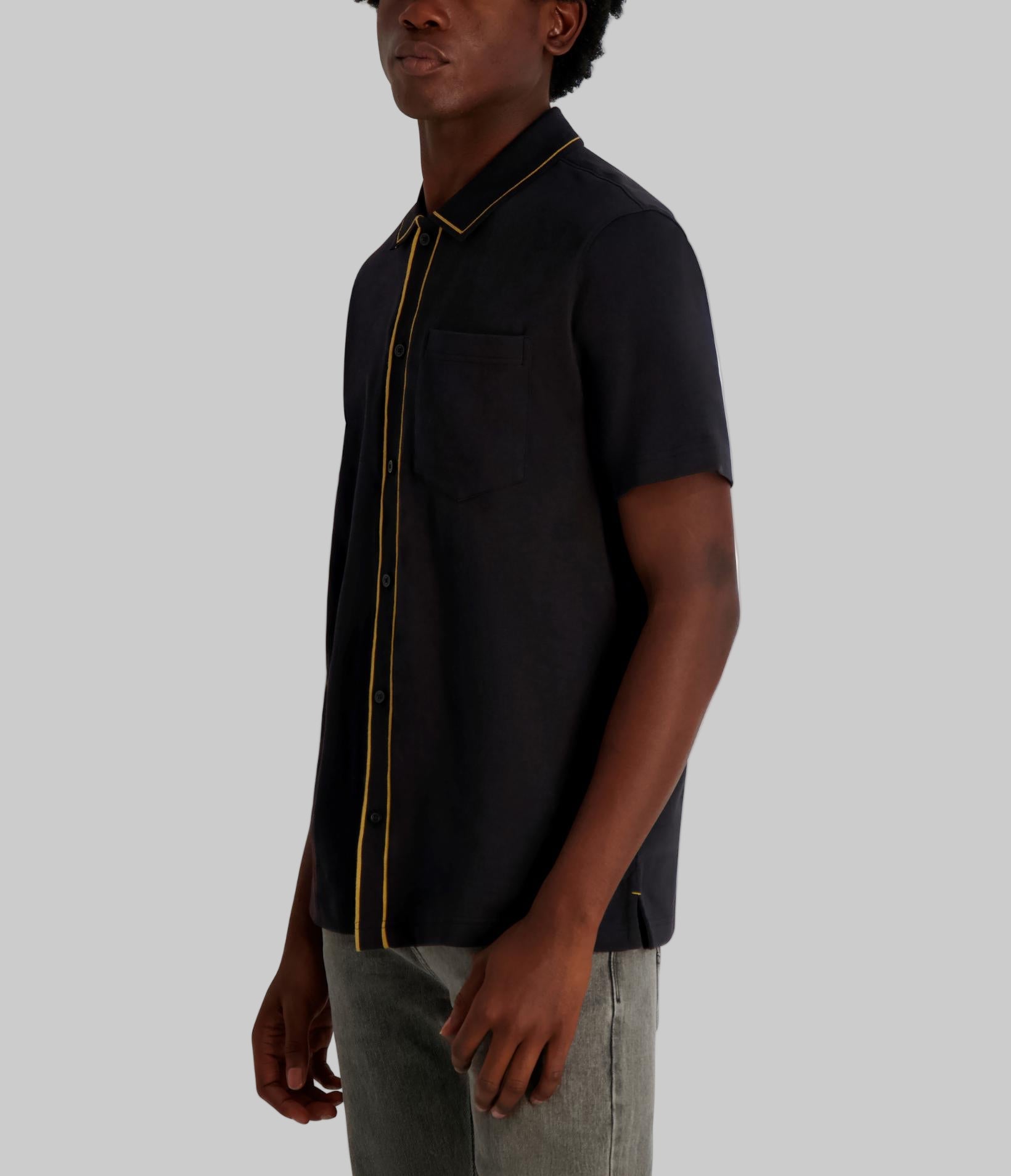 Knit Button Front Shirt With Contrast Tipping | Sweaters & Shirts ...